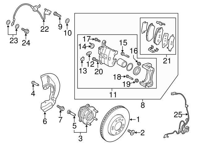 Genuine Disc Brake Caliper Bracket Mounting Bolt for 2007-2021 Hyundai ...