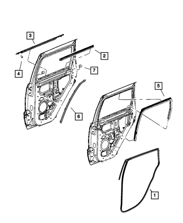 2011-2015 Jeep Grand Cherokee Rear Door Belt Outer Weatherstrip, Right ...