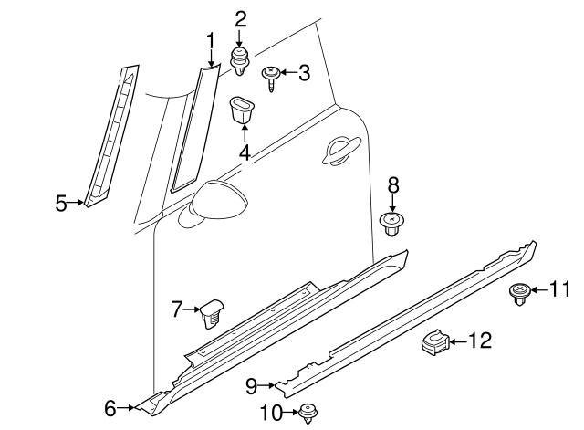 2014-2022 Mini Cooper Rocker Panel Molding Trim Insert 51-77-7-382-181 ...