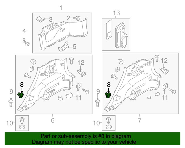 2010-2023 Kia OEM NEW 2010-20 Kia Sedona Upper Center Quarter Pillar ...
