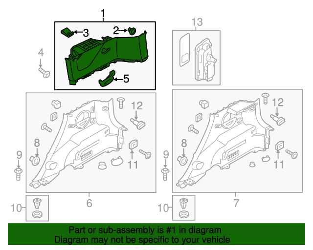 85860-E4000BF3 - Upper Quarter Trim - 2015-2019 Kia Soul EV | Kia Auto ...