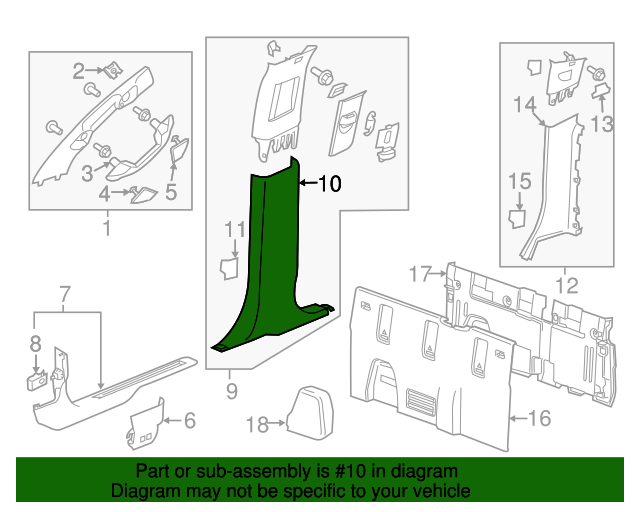 2015-2021 GM Lower Center Pillar Trim 22964303 | GMPartsDirect.com
