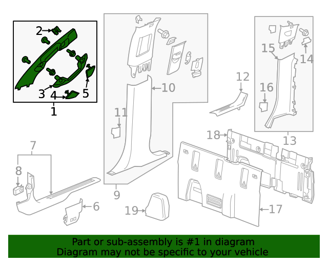 2015-2022 GM Platinum Driver Side A-Pillar Trim Panel 84793121 | Auto ...