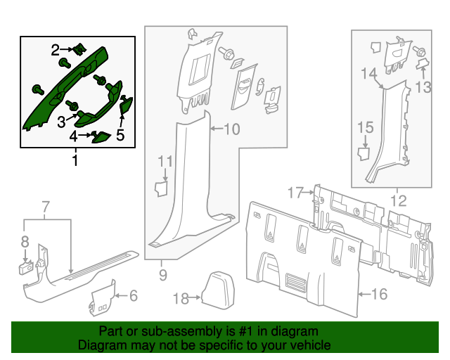 Genuine OEM Windshield Pillar Trim Part# 84493687 Fits 2015-2021 GM: Up ...