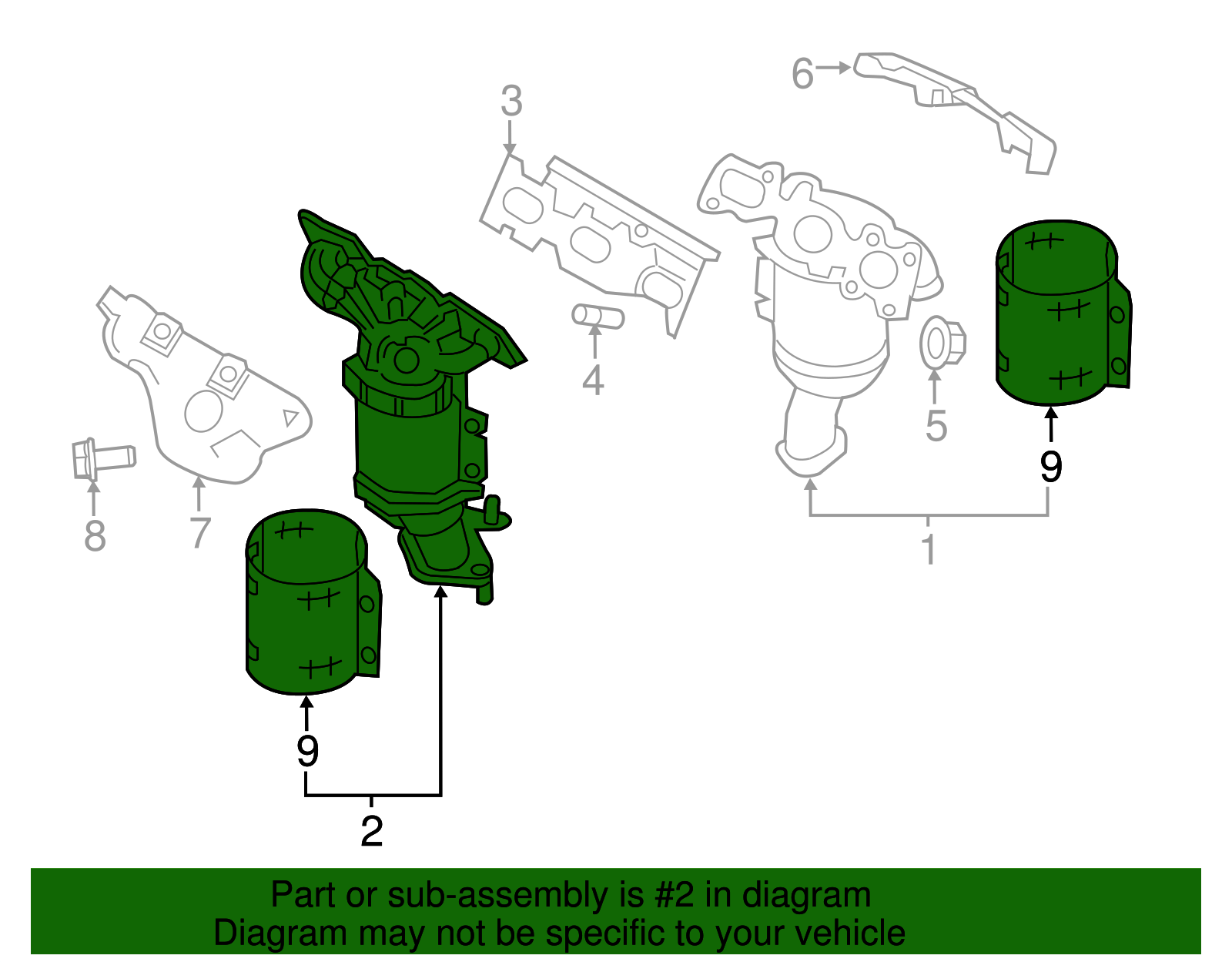 FB5Z-5G232-A - Catalytic Converter With Integrated Exhaust Manifold ...