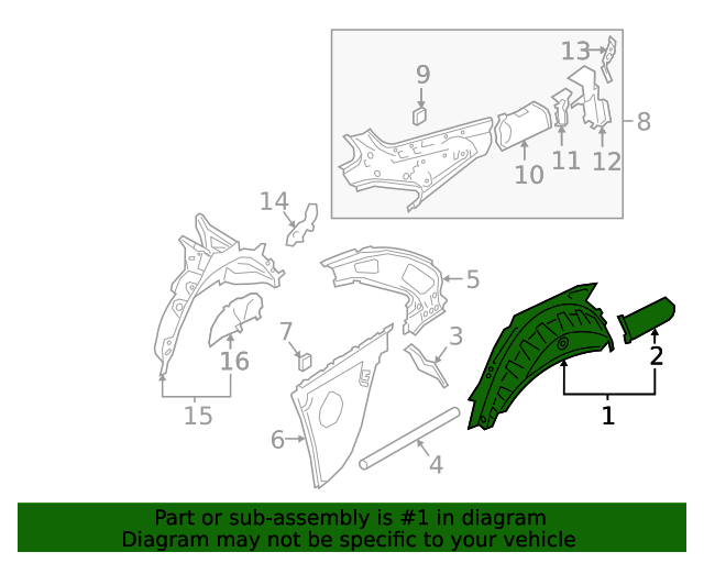 2019-2024 Audi Outer Wheelhouse 8W6-809-409-A | Audi USA Parts