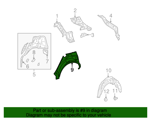 61631-0T010 - Outer Wheelhouse - 2009-2015 Toyota Venza | OEM Parts Quick