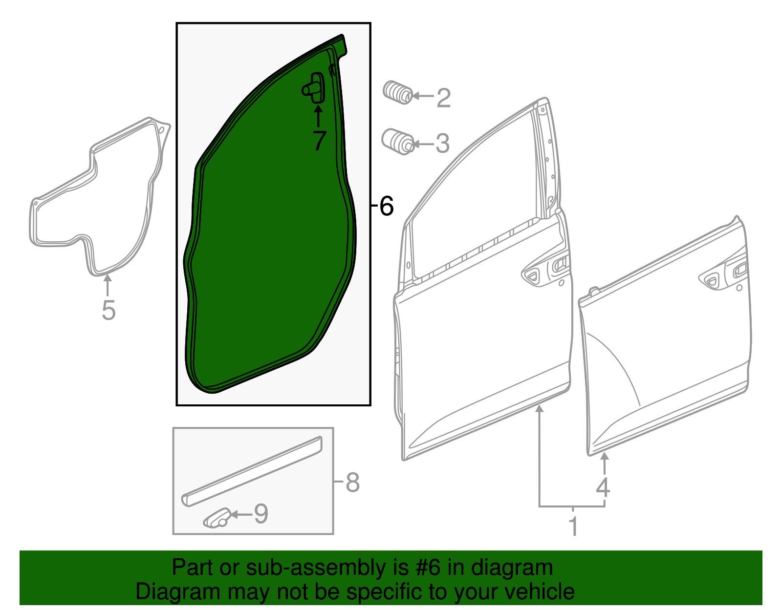 OEM 2011-2017 Honda Odyssey Door Weather-Strip 72350-TK8-A02 | Honda Automotive Parts