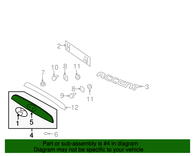 87370-1E030-CA - Molding Assembly - 2011 Hyundai Accent | World OEM ...
