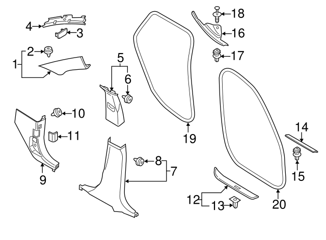 51432992435 - 2013-2015 BMW X1 Windshield Pillar Trim (51-43-2-992-435 ...