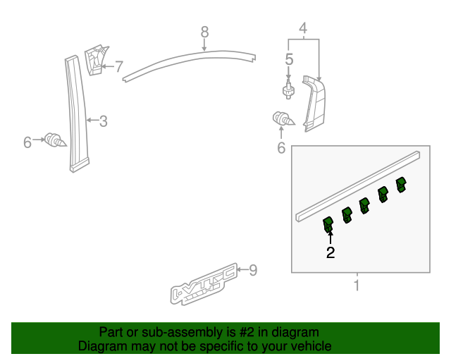 91504-TR0-A01 - Clip, Rear Door Molding End - 2012-2015 Honda Civic ...