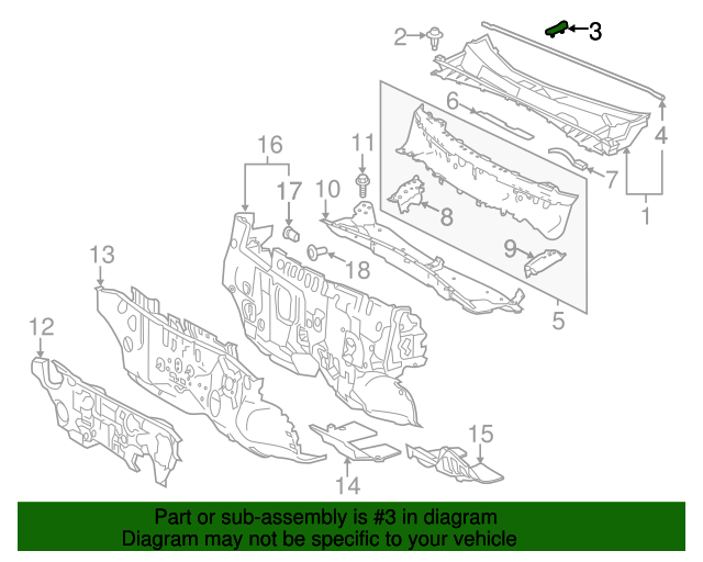 53867-0E060 - Cowl Grille Seal - 2014-2019 Toyota Highlander | OEM ...
