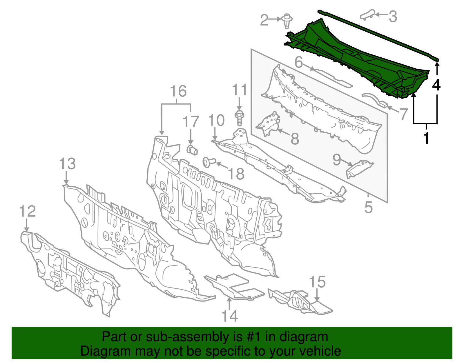 Toyota Cowl Grille Part# 557080e072 | Toyota Of Colorado Springs Parts
