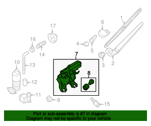 2011-2017 Volkswagen Touareg Wiper Motor 7P6-955-711-B | QuirkParts
