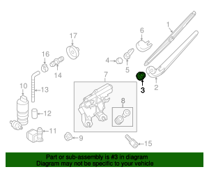 2011-2017 Volkswagen Touareg Wiper Arm Gasket 7P6-955-758 | VW Direct Parts