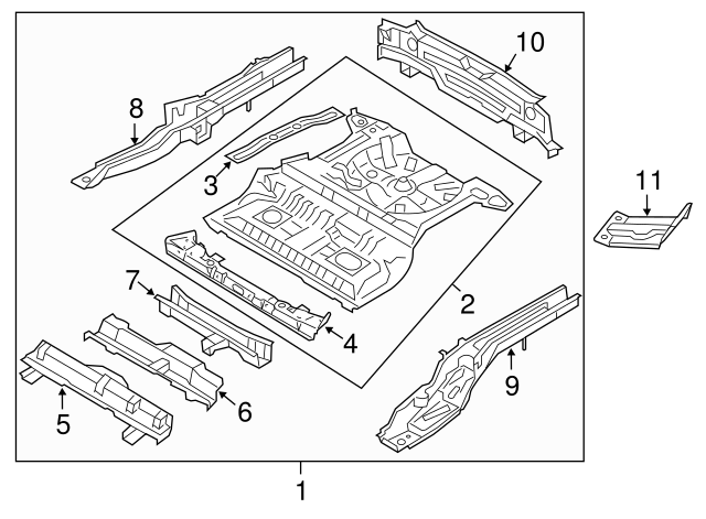 2005-2010 Kia Sportage Floor Pan Assembly 65500-1F010 | TascaParts.com