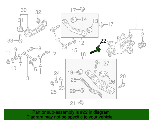 2006-2024 Hyundai Lower Control Arm Adjust Bolt 55260-3R000 | Retail ...