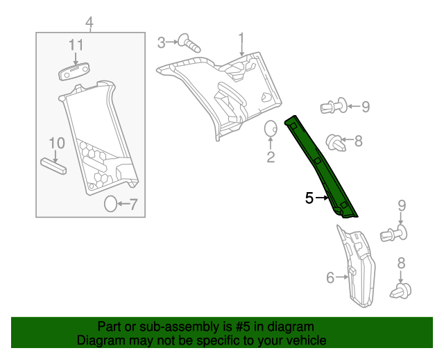 166-690-04-64 - Body D-Pillar Trim Panel 2013-2019 Mercedes-Benz ...