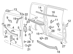1996-2010 GM Rear Side Door Latch Rod 15838633 | Auto Parts Express