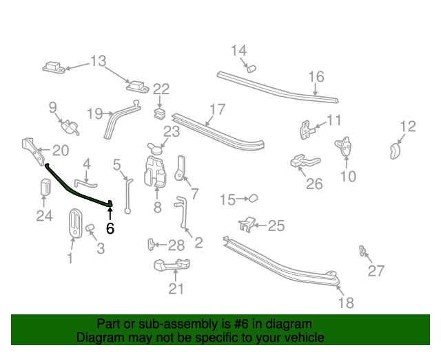 1996-2010 GM Rear Side Door Latch Rod 15838633 | Auto Parts Express