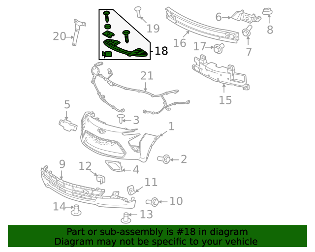 2022-2023 Chevrolet Bolt EV Front Bumper Fascia Center Support 42761338 ...