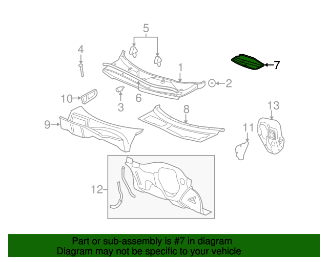 2006-2007 Chevrolet HHR Air Inlet Grille Panel Water Deflector 25785783 ...