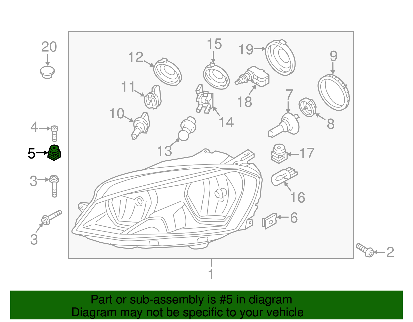 5G0-806-305 - Headlamp Assembly Spacer - 2015-2020 Volkswagen | World ...