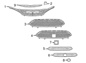 2017-2020 Chrysler Upper Grille 68228996AC | TascaParts.com