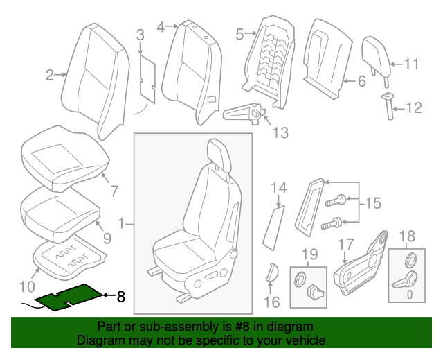 000-906-16-00-64 - Seat Cushion Heater 2010-2018 Mercedes-Benz ...