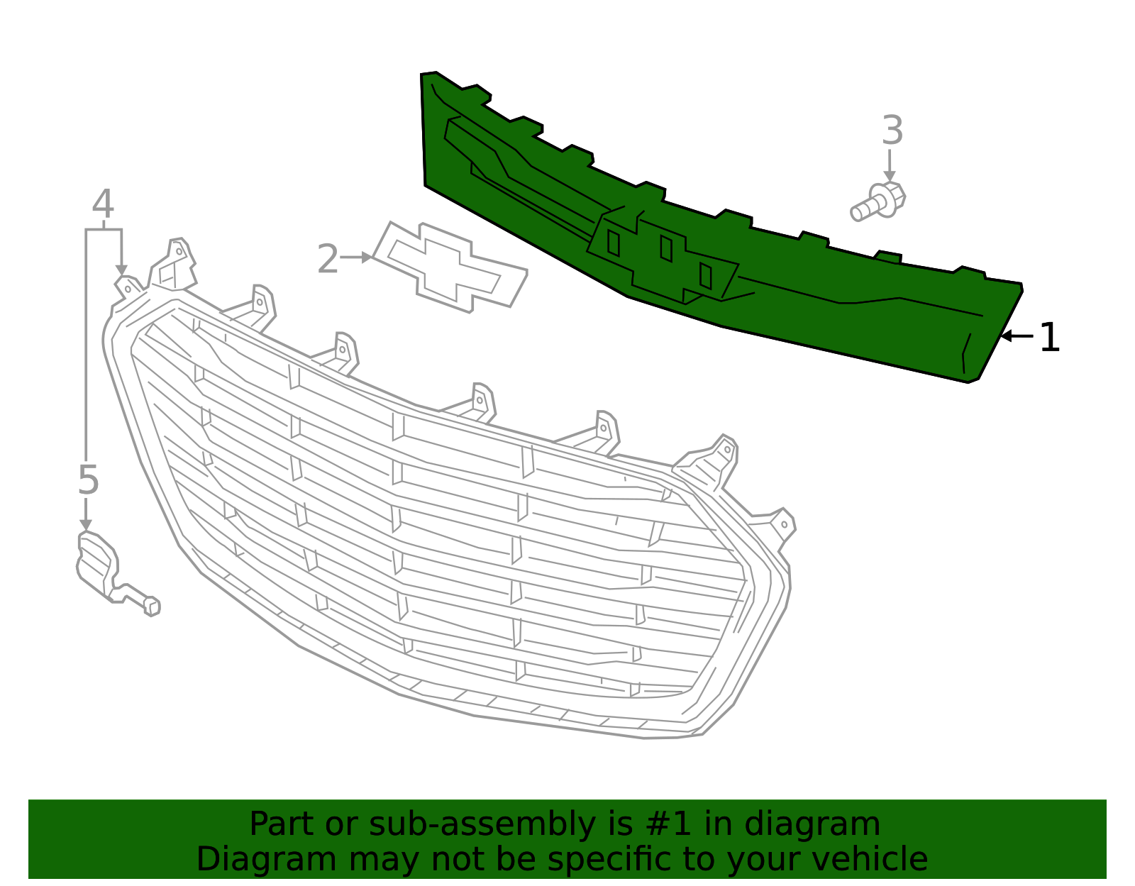 2020-2022 Chevrolet Trax Front Upper Grille 42615979 GM | GMPartsDirect.com