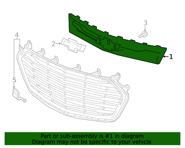 2020-2022 Chevrolet Trax Front Upper Grille 42722940 | QuirkParts