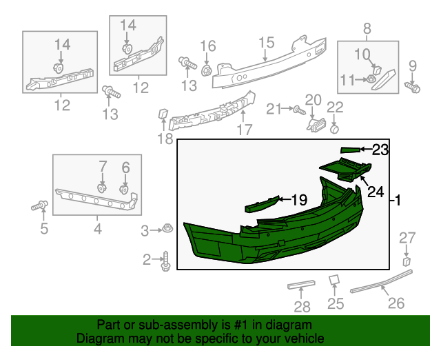 Genuine OEM GM Part - Rear Bumper Cover 2015-2016 Cadillac CTS 23285428 ...