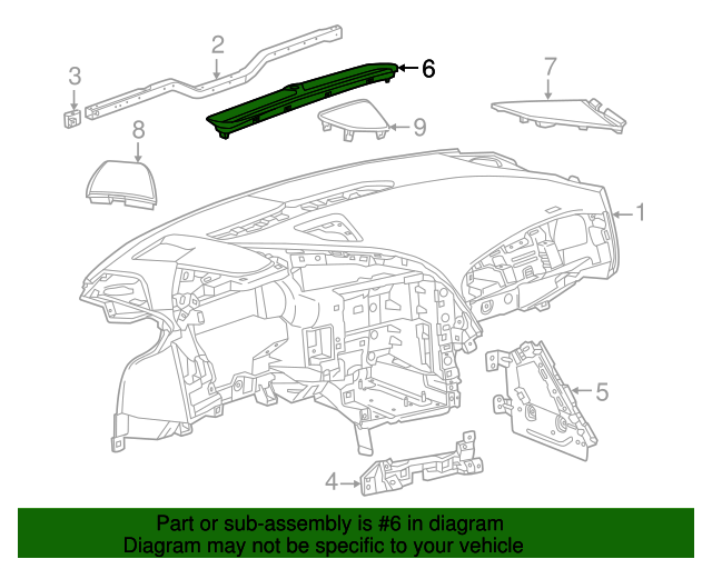 2014-2019 Chevrolet Corvette Jet Black Instrument Panel Upper Trim ...