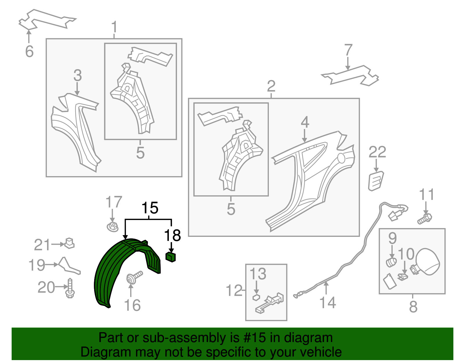 2013-2014 Hyundai Veloster Quarter Panel Splash Shield 86822-2V510 ...