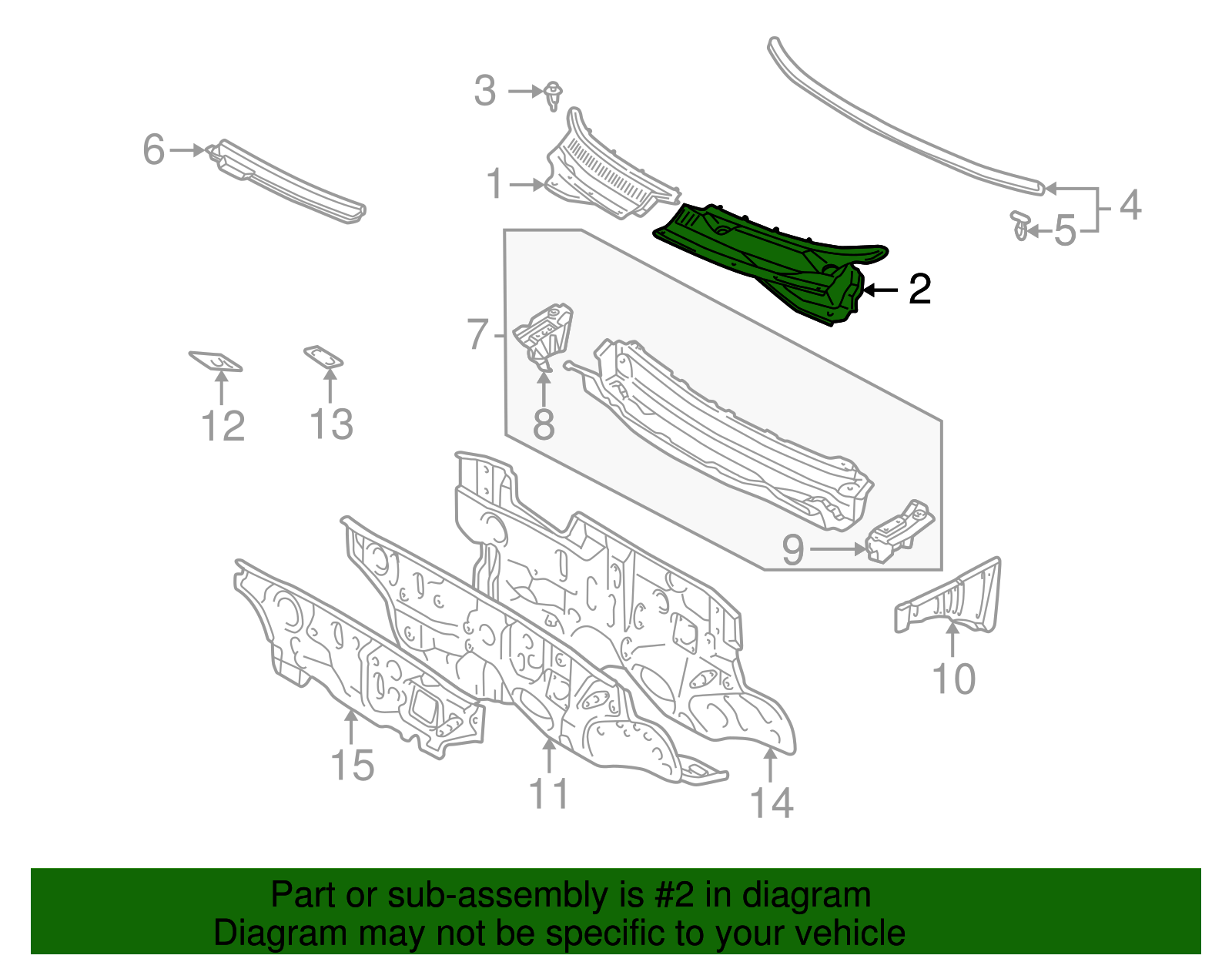 2003-2006 Toyota Corolla Cowl Grille 55709-02090 | Toyota San Diego Parts