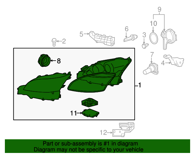 Lexus OEM Headlamp Assembly Part# 81145-50740 | OEM Vehicle Parts