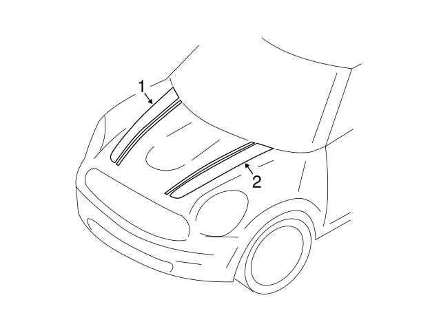 51-14-9-807-177 - Bonnet Stripes - White Left - 2011-2018 Mini ...