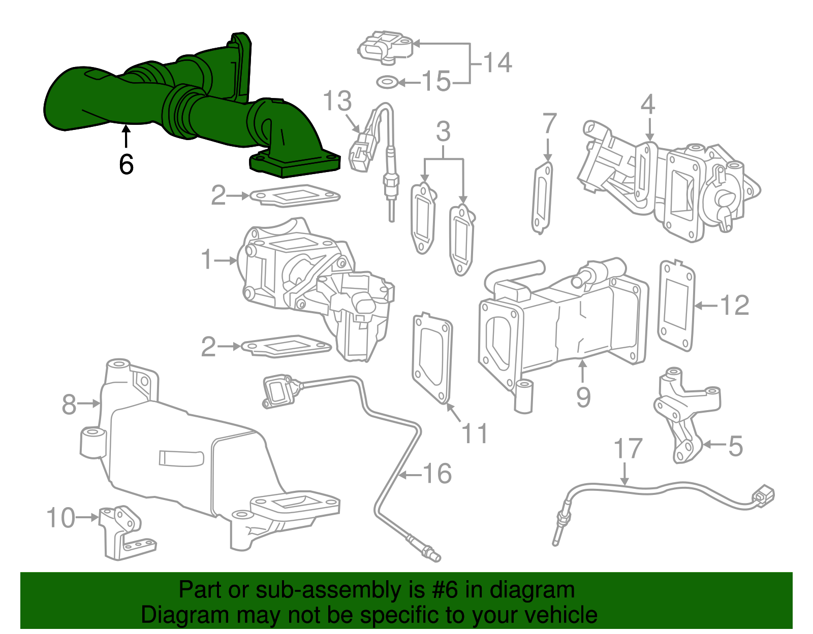 2011-2016 GM Exhaust Gas Recirculation (EGR) Valve Pipe 12632253 GM ...