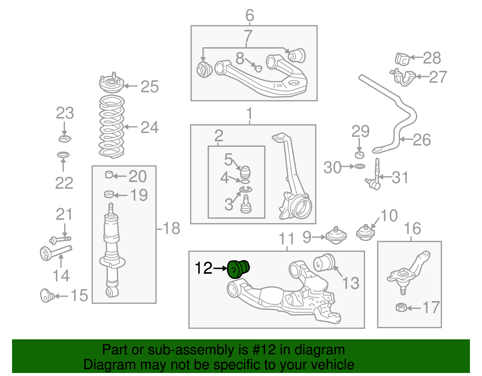 2000-2007 Toyota Suspension Control Arm Bushing (Left, Right, Front ...