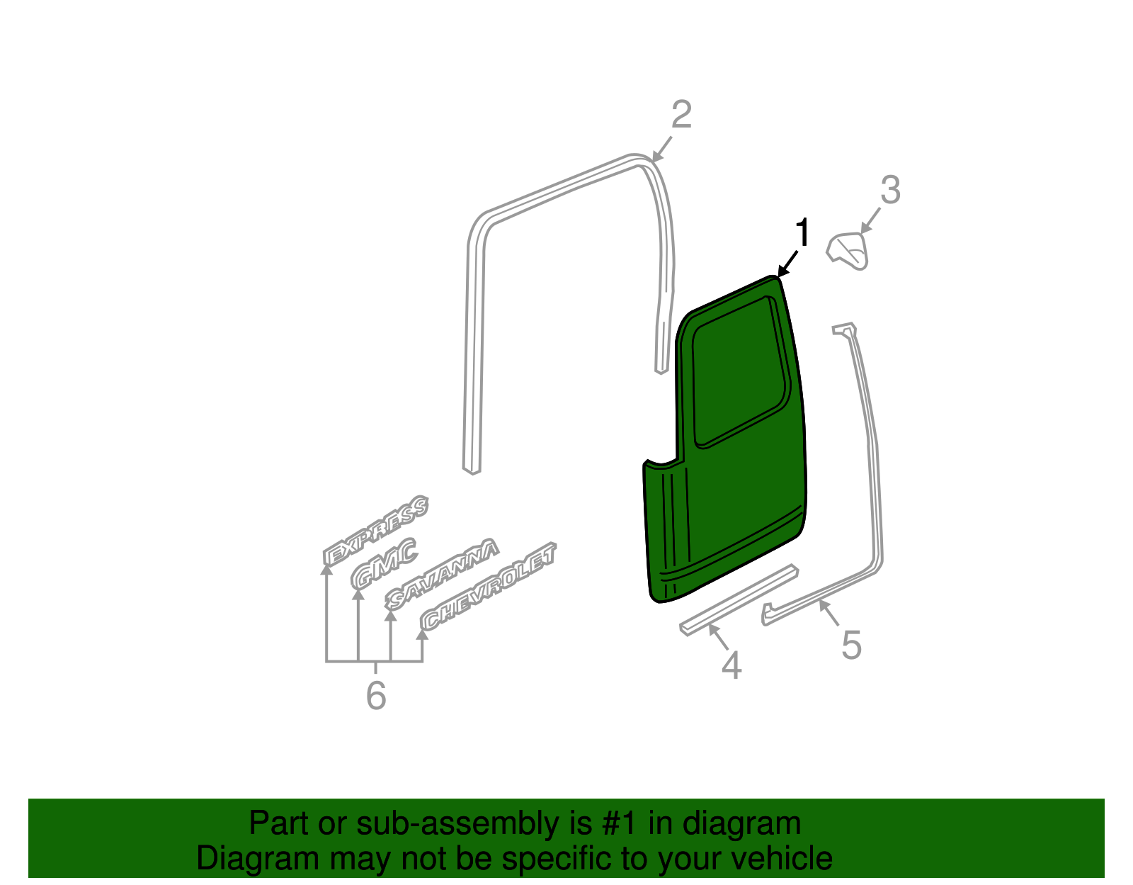 1996-2024 GM Rear Passenger Side Door 22939491 GM | GMPartsDirect.com