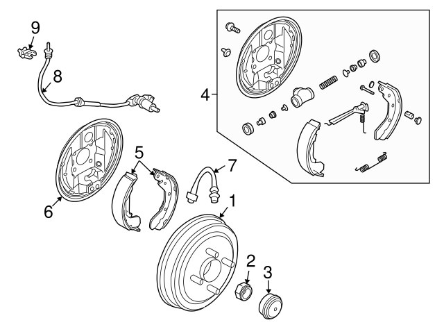 2004-2011 GM Rear Passenger Side Disc Drum Brake Assembly 96574712 ...