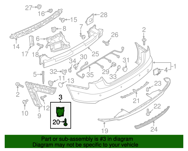 4G0-898-956-A - Bumper Cover Mount Kit 2012-2018 Audi | Audi OEM Parts
