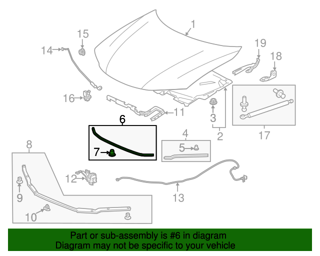 2013-2015 Honda Accord Hood Seal 74148-T3L-A00 | Cheaper Honda Parts