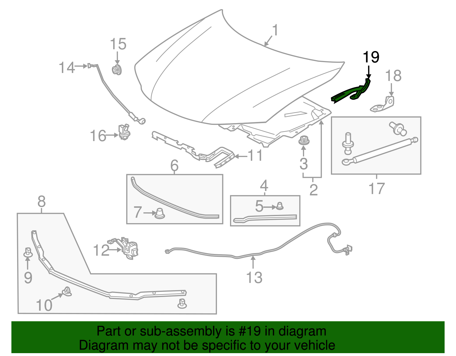 2013-2017 Honda Accord 2013-2017 Honda Accord - Hinge R Hood 60120-T2A ...