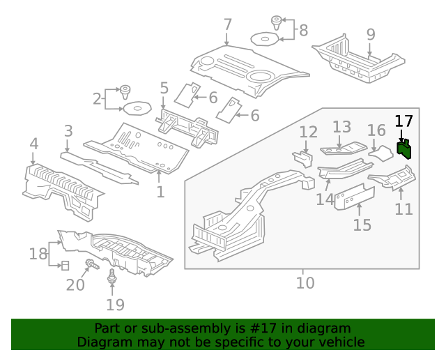 65625-TRT-A00ZZ - Bracket, R Rear Bumper Beam 2017-2021 Honda Clarity ...