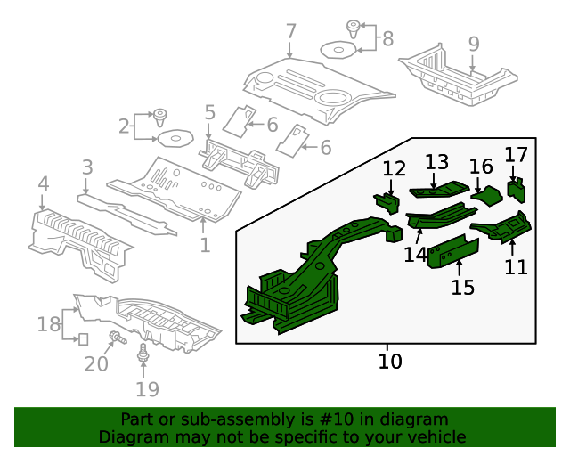 65610-TRV-305ZZ - Rear Rail Assembly 2018-2021 Honda Clarity | Honda ...