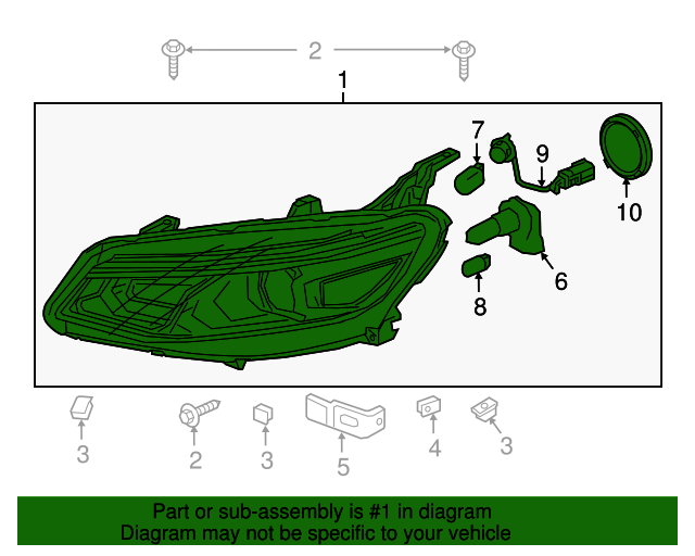 84653388 - Passenger Side Headlamp 2016-2018 Chevrolet Malibu ...