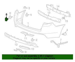 2012-2014 Acura TSX Cap, Rear Bumper *NH788P* (Bellanova White Pearl ...