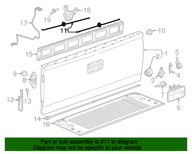 2014-2019 GM Pickup Box Tailgate Latch Rod 23124450 | GMPartsDirect.com