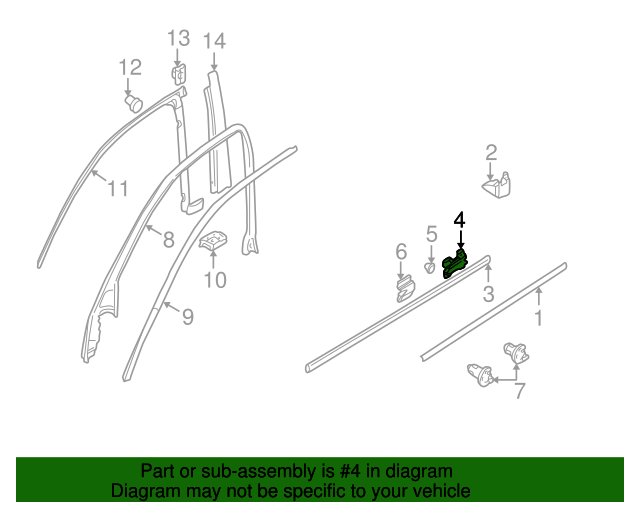 51138166675 - 1995-2003 BMW Body Side Molding Clip (51-13-8-166-675 ...